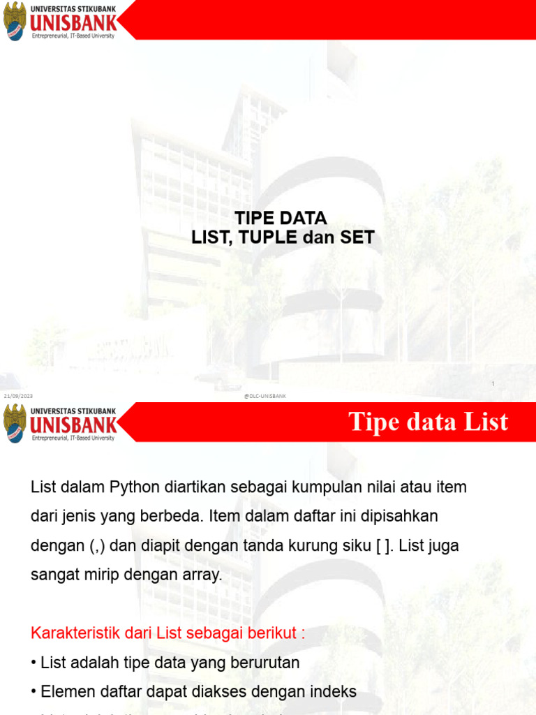 Pert_3 Tipe_Data_LIST, TUPLE dan SET | PDF