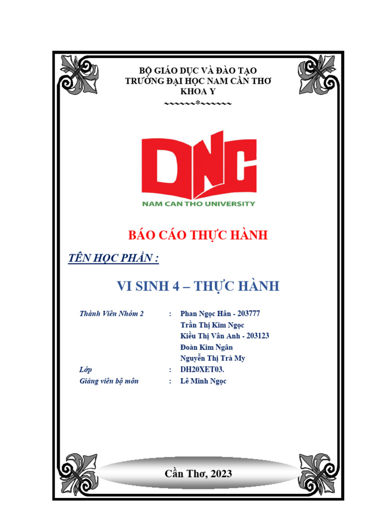 Nhóm 2-Báo Cáo Vi Sinh 4 | PDF