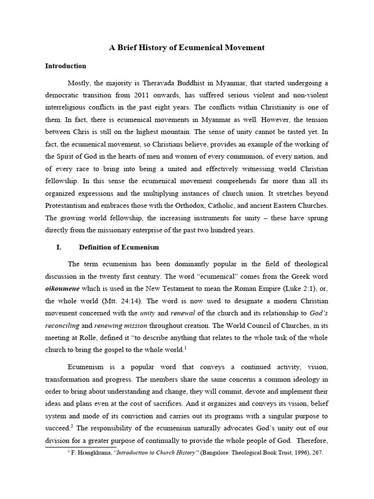 History of the Ecumenical Movement | PDF | Ecumenism | Christian Church
