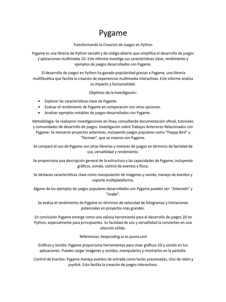 Pygame Informe | PDF