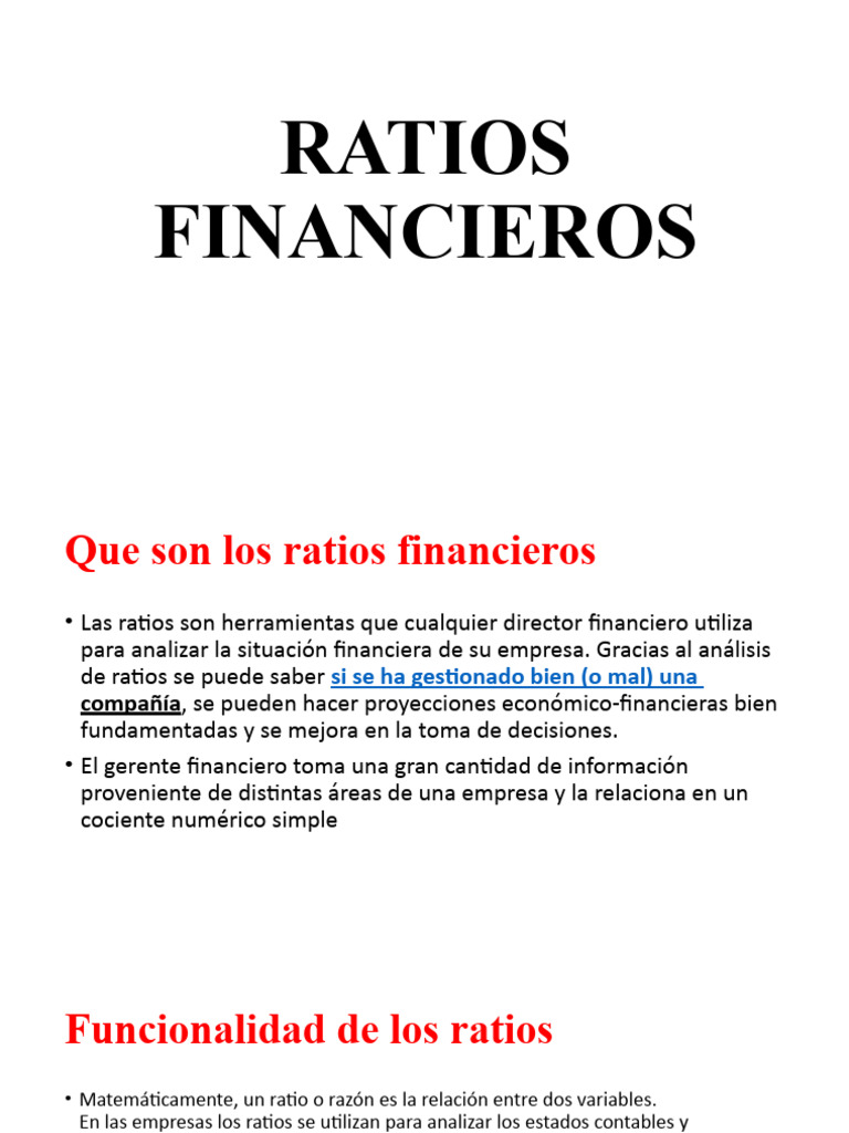 Ratios Financieros: Guía Completa | PDF | Finanzas y dinero