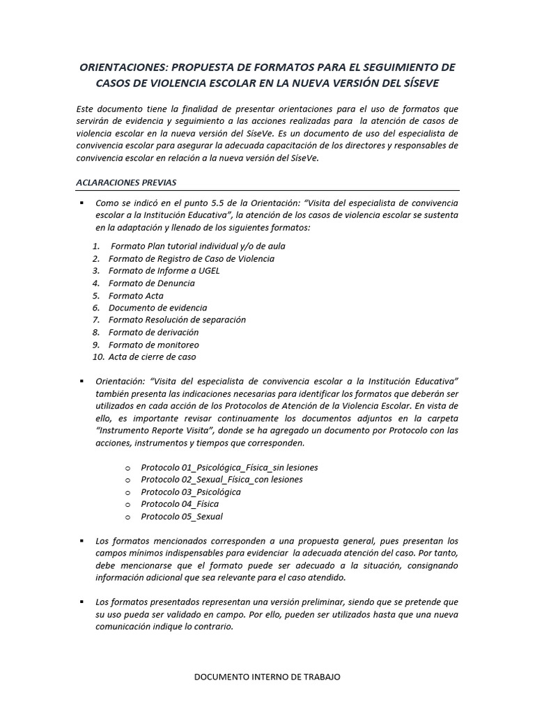Formatos para Seguimiento de Violencia Escolar | PDF | Justicia ...