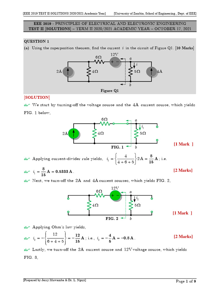 EEE 2019 Test II Solutions | PDF | Electrical Network | Materials Science