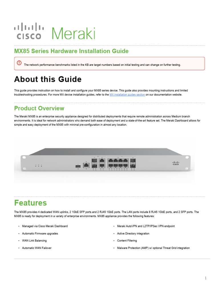 MX85 Hardware Installation Guide | PDF | Ip Address | Proxy Server