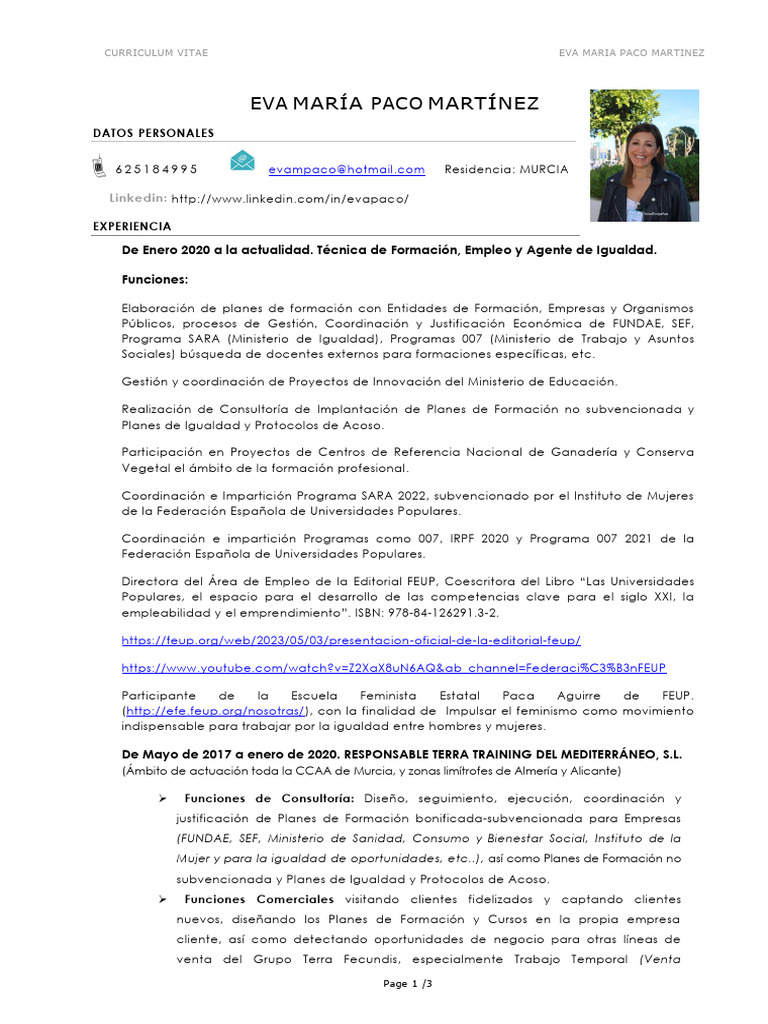 Experiencia en Formación y Empleo 2018 | PDF
