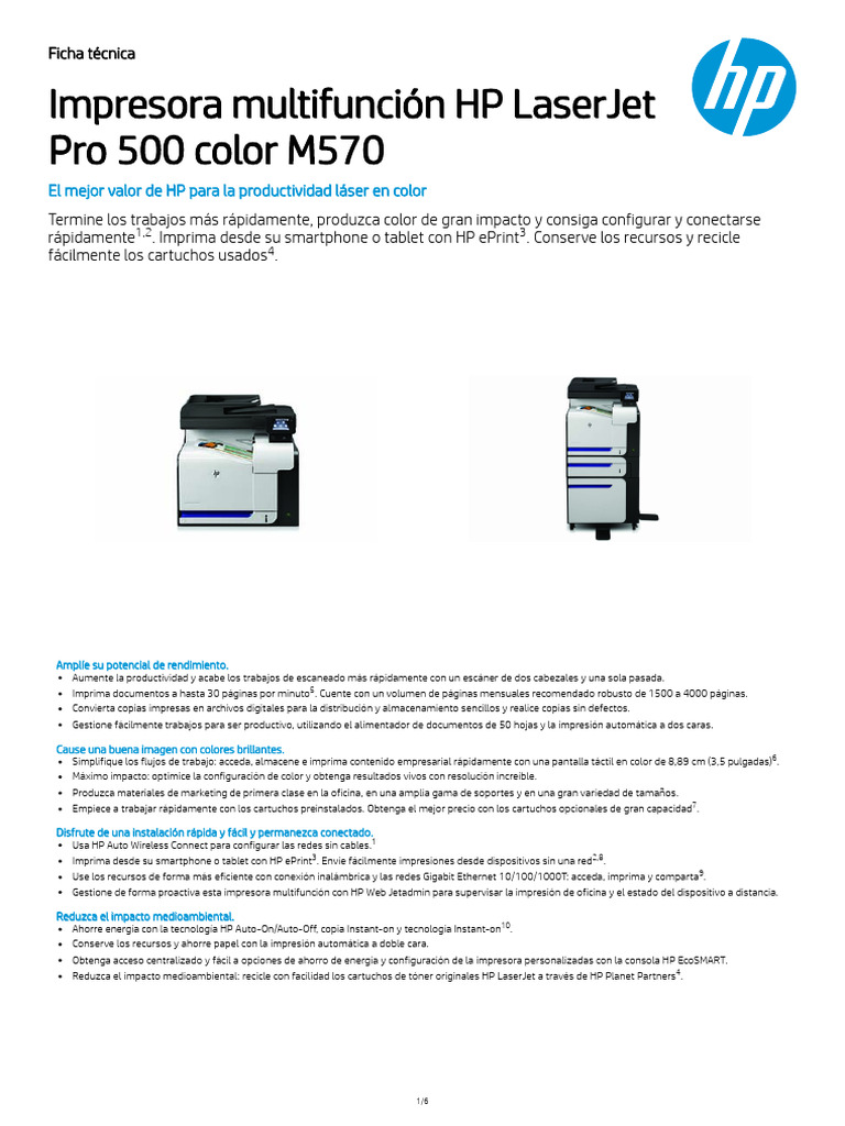 HP LASERJET PRO 500 COLOR M570 | PDF | Impresora (Computación ...