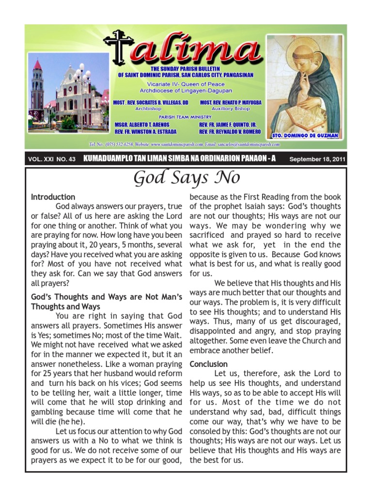 Talima September 18 Issue | PDF | Prayer | God Talima September 18 Issue | PDF | Prayer | God