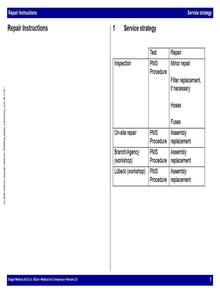 Drager Medical Air Compressor Repair Instructions | PDF | Electrical ...