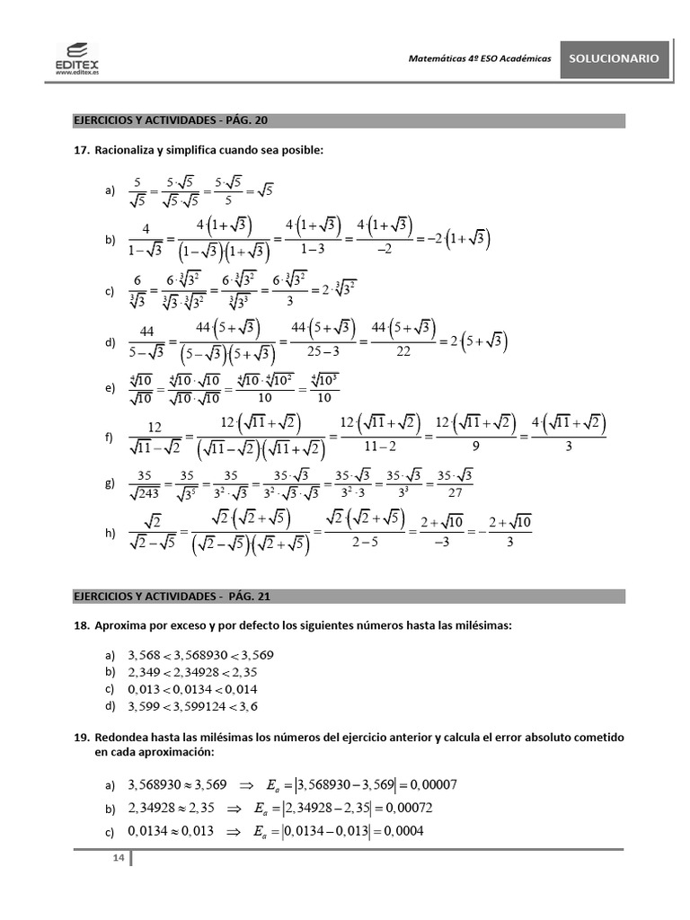 7 - Ejercicios Números Reales | PDF