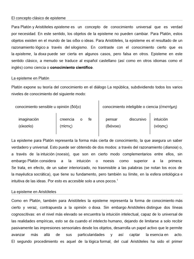 episteme | PDF | Conocimiento | Platón