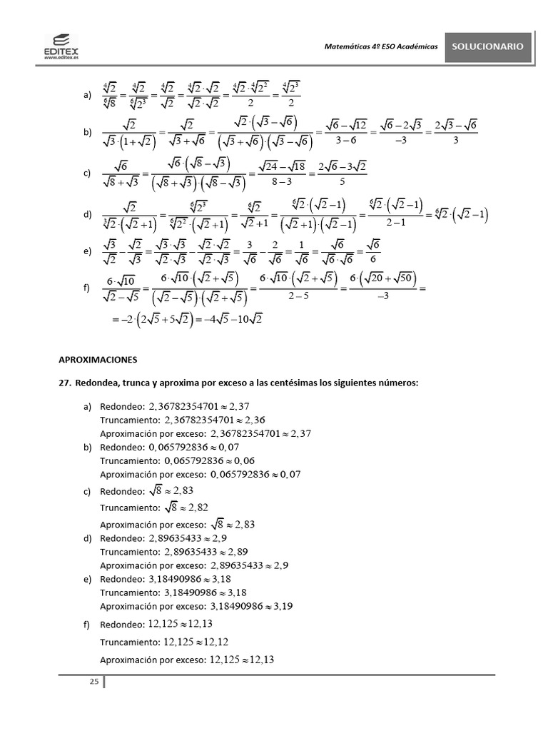 18 - Ejercicios Números Reales | PDF