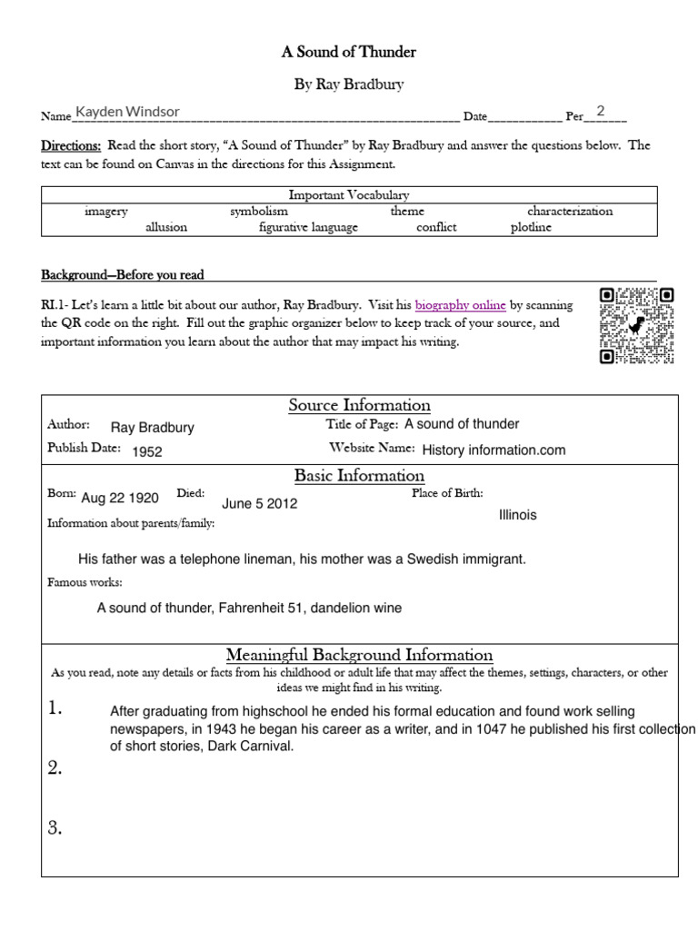 Analyzing Ray Bradbury's A Sound of Thunder | PDF | Ray Bradbury