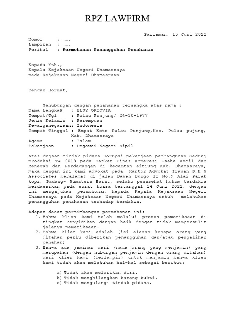 Contoh surat penangguhan | PDF