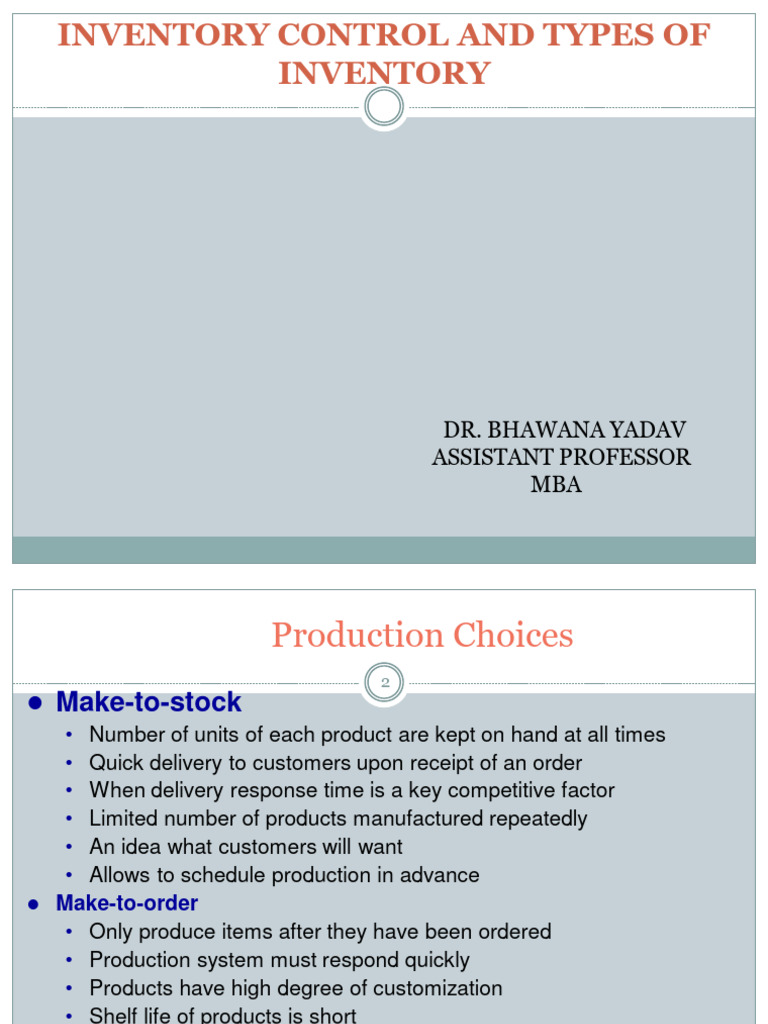 Inventory Control and Types of Inventery PDF | PDF | Inventory | Goods