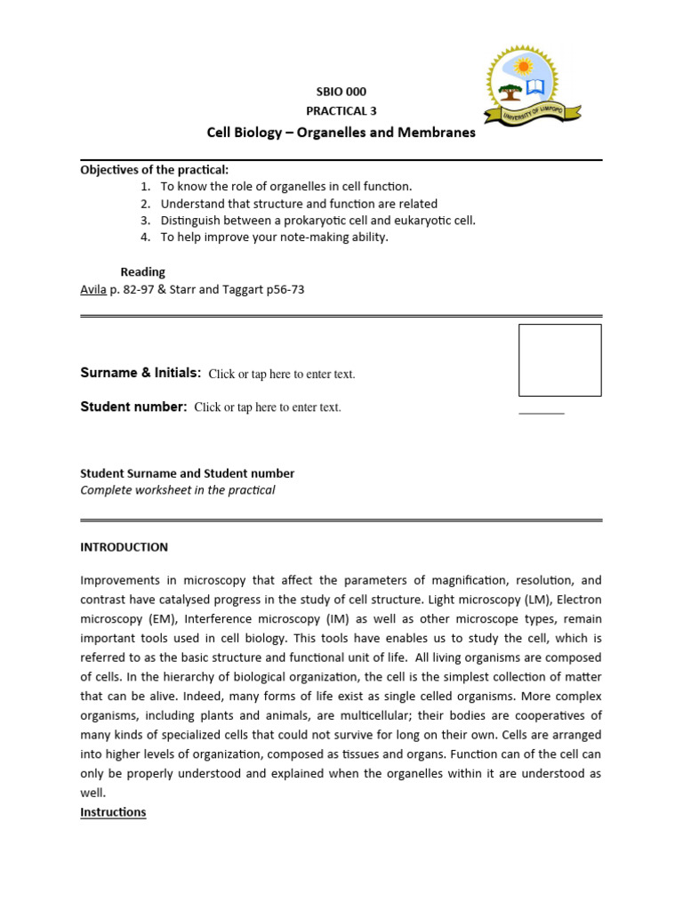 Prac 3 Cell Biology | PDF | Wellness | Science & Mathematics