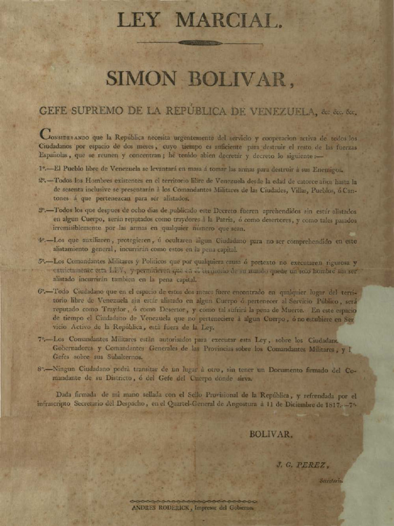 Ley Marcial de Simon Bolivar 158 - 0337 | PDF