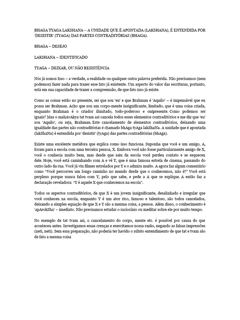 BHAGA TYAGA LAKSHANA | PDF | Conhecimento