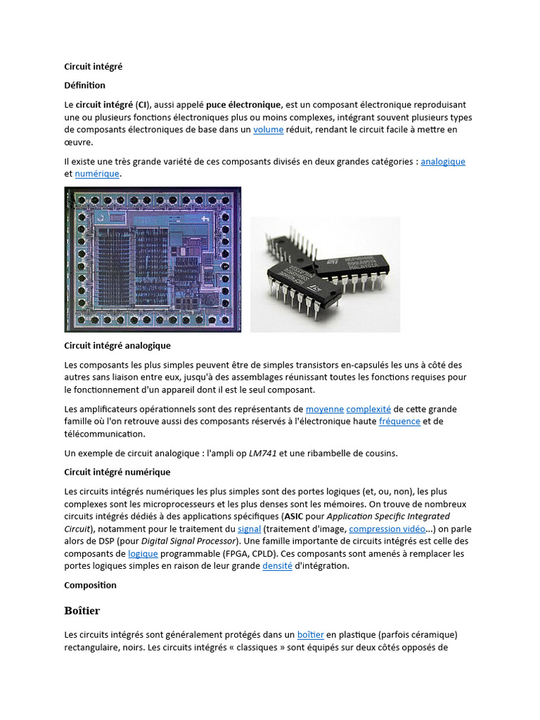 Définition et types de circuits intégrés | PDF | Circuit intégré ...