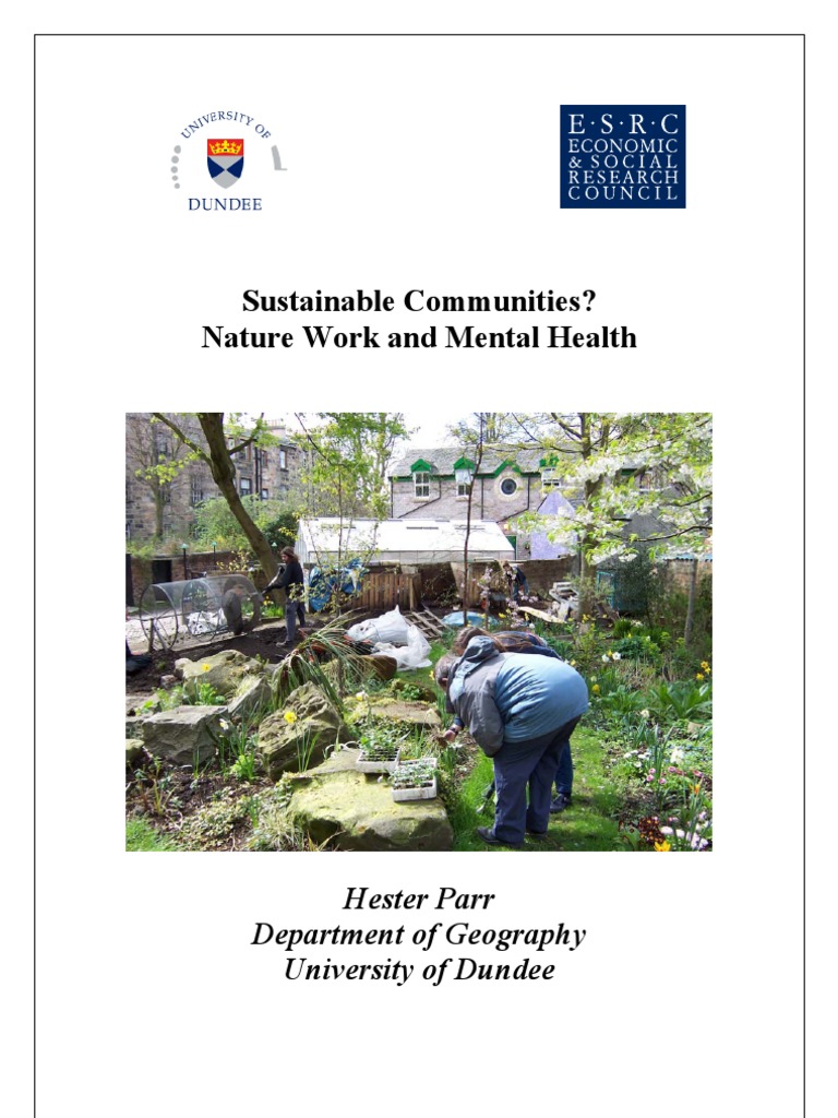 Sustainable Communities: Nature Work and Mental Health | PDF