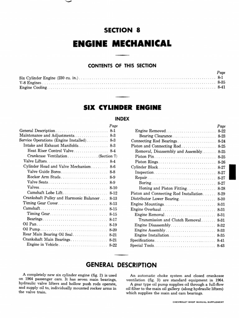 08 1964 CH-Engine Mechanical | PDF | Piston | Valve