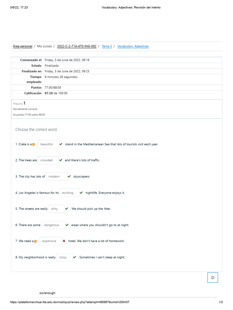 Vocabulary - Adjectives - Revisión Del Intento | PDF | Art