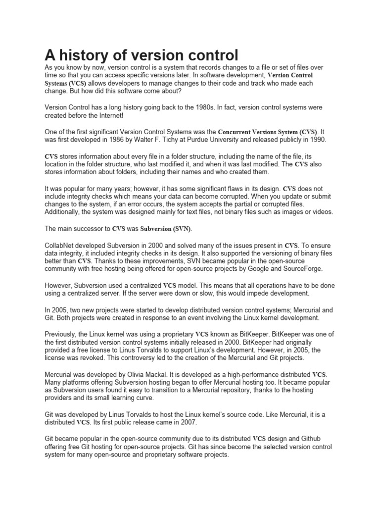 3 - A History of Version Control | PDF