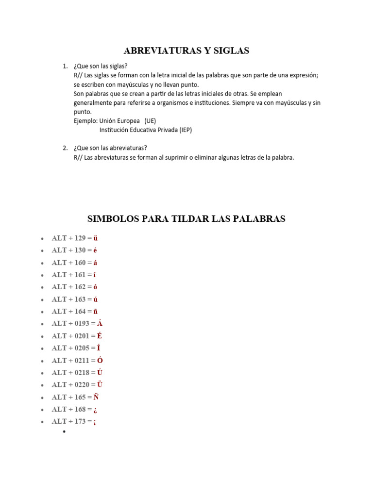 Abreviaturas y Siglas: Definición y Uso | PDF