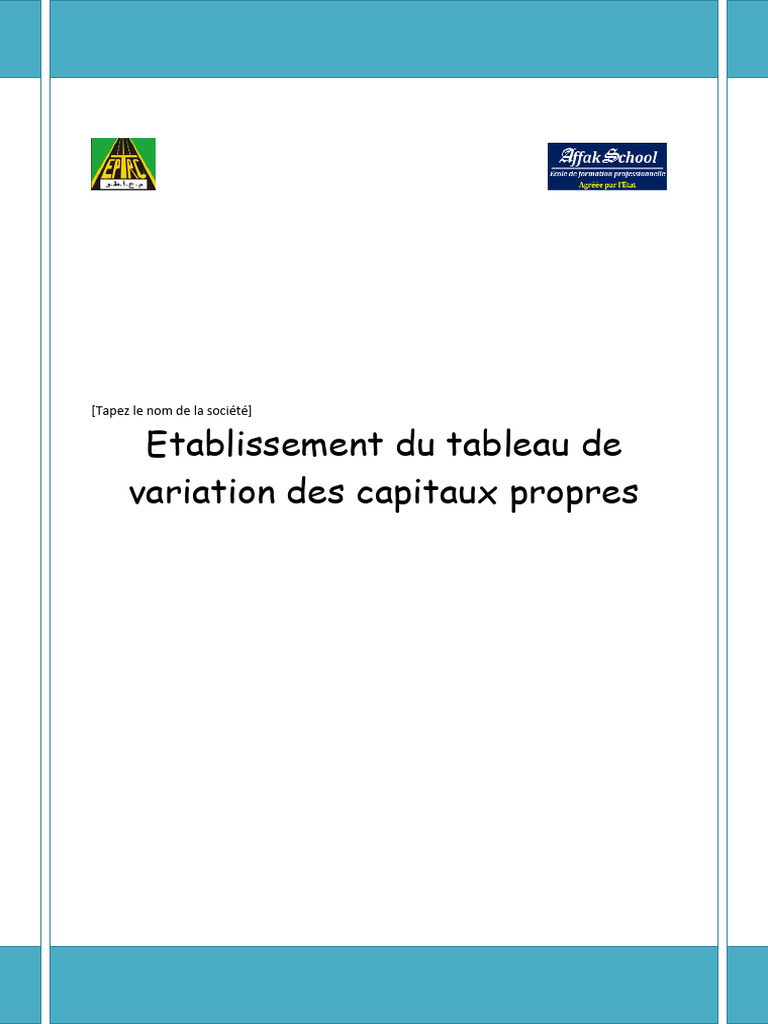 Tableau de variation des capitaux propres | PDF | Capitaux propres ...