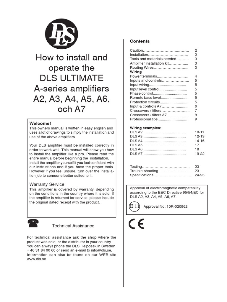 Dls Ultimate A Series Amplifiers A2 A3 A4 A5 A6 A7 How To Install and Operate Manual | PDF