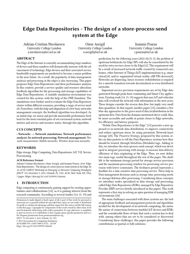 Edge Data Repositories Data Analysis of A Store Process Send System at The Edge Final | PDF