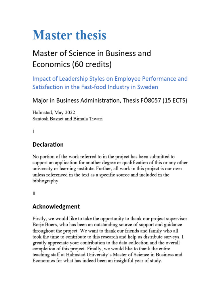 JUINIOR PROJECT 1 Master Thesis | PDF | Leadership | Transformational ...