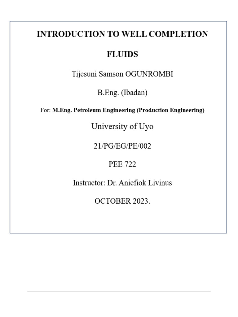 An Introduction to Well Completion Fluids | PDF | Oil Well | Crystallization