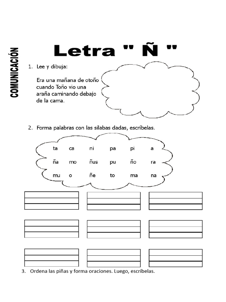 Ficha de La Letra Ñ para Primero de Primaria | PDF
