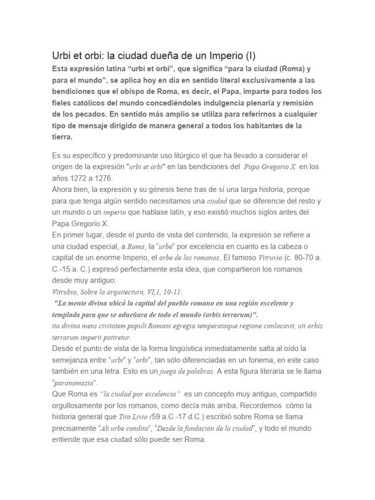 Urbi Et Orbi | PDF | Roma antigua | imperio Romano