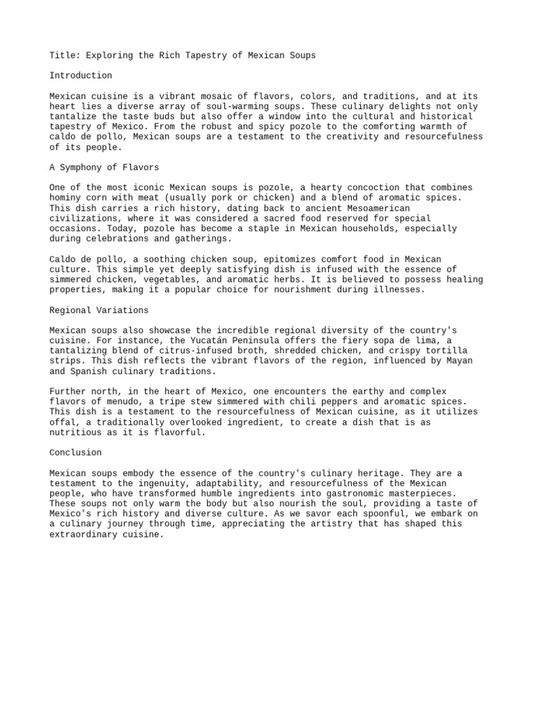 Mexican Soup Pdf