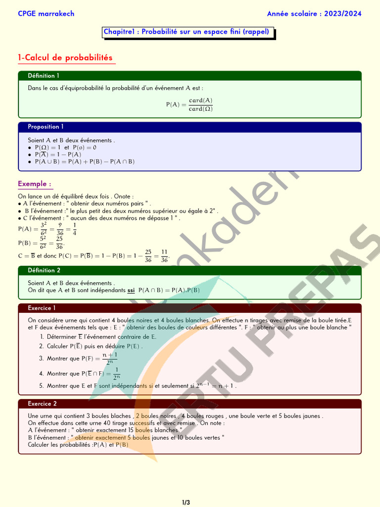 Proba (Rappel) | PDF