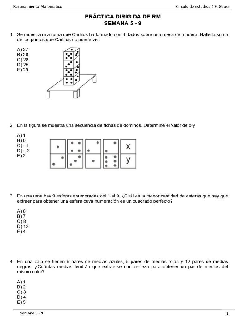 Practica Dirigida RM 5-9 Solu | PDF | Métodos y materiales de enseñanza | Arte