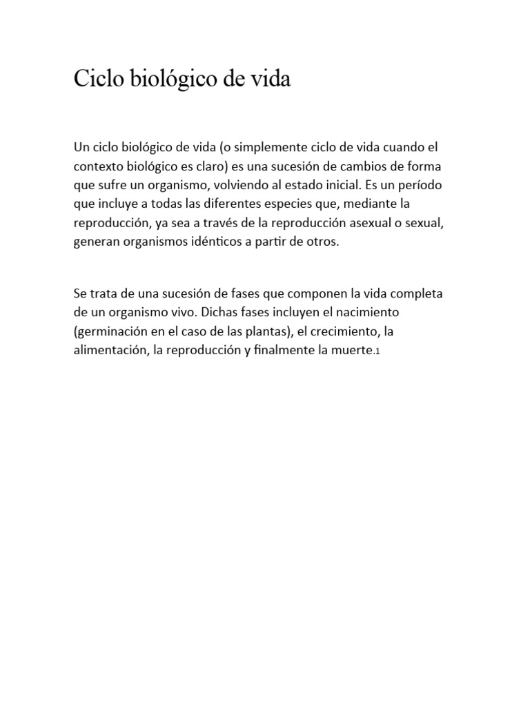 Ciclo Biológico de Vida | PDF | Bienestar | Ciencia y matemática
