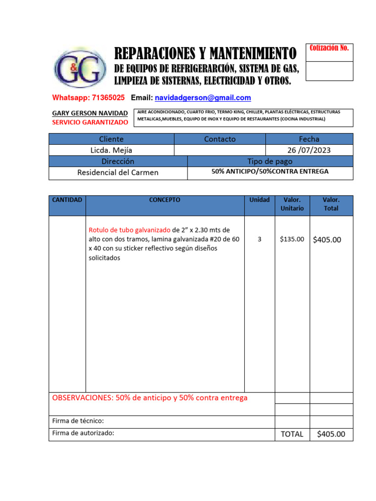 Cotizacion Rotulos 3 | PDF