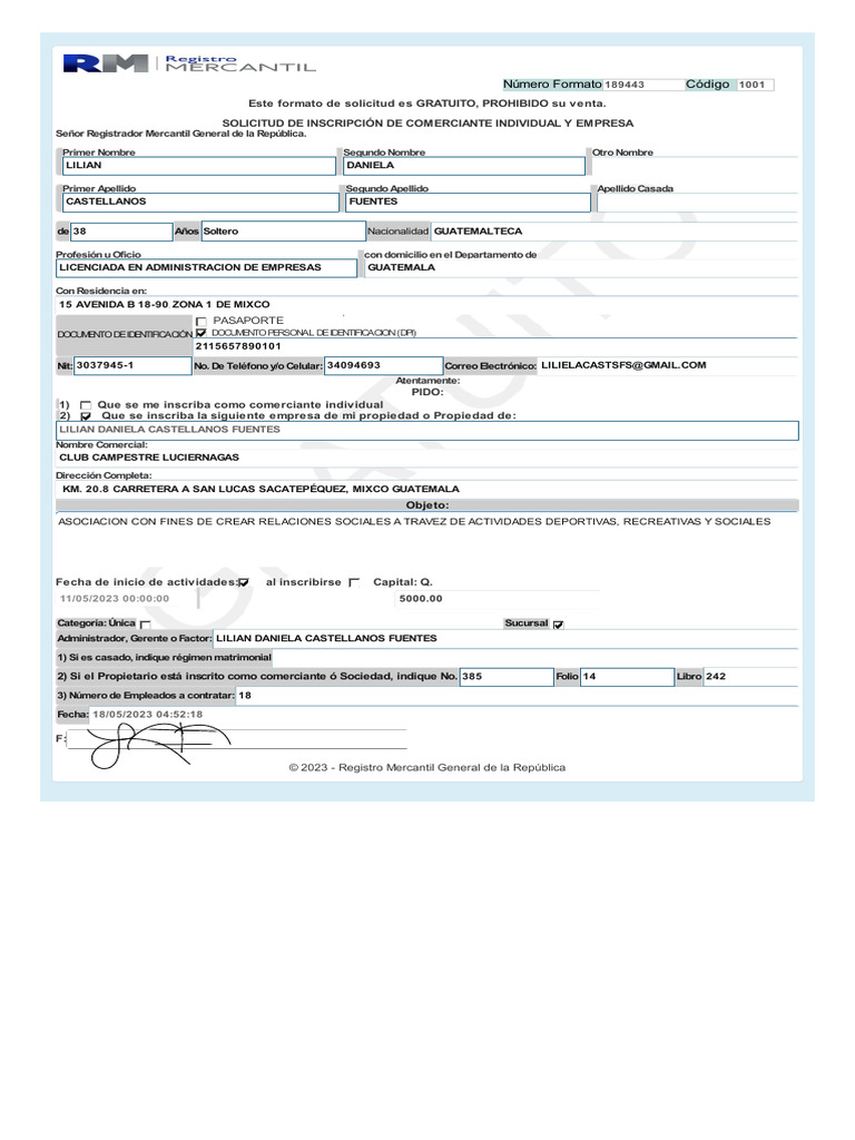 Inscripcion RM | PDF