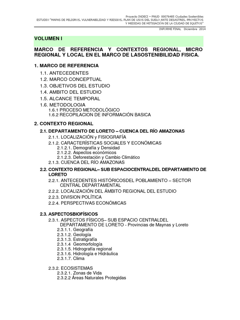 Indice Contenido y Mapas Pcs Iquitos.2 | PDF