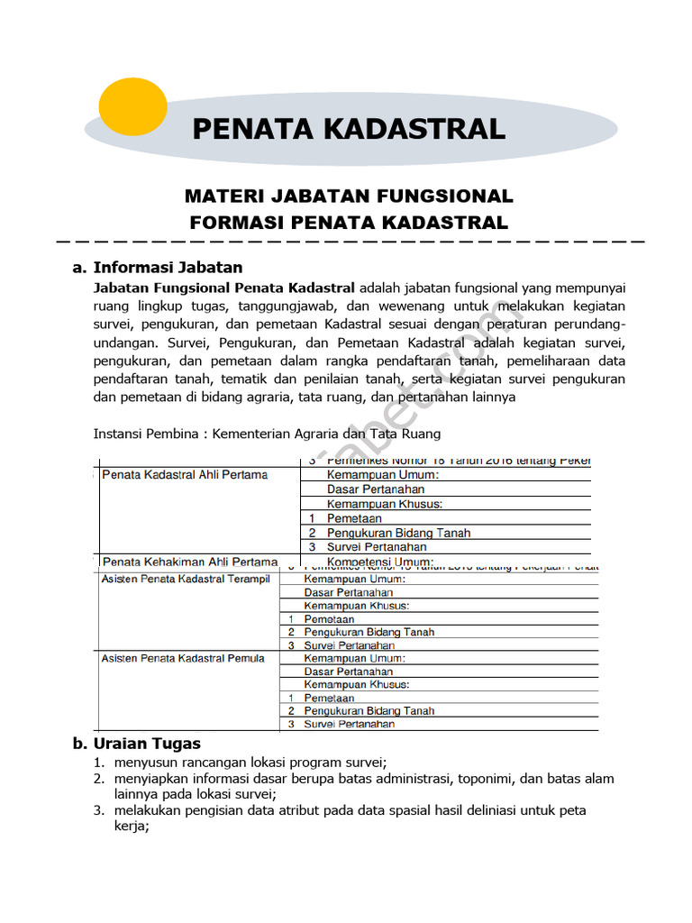 Tugas Penata Kadastral dan Pemetaan | PDF