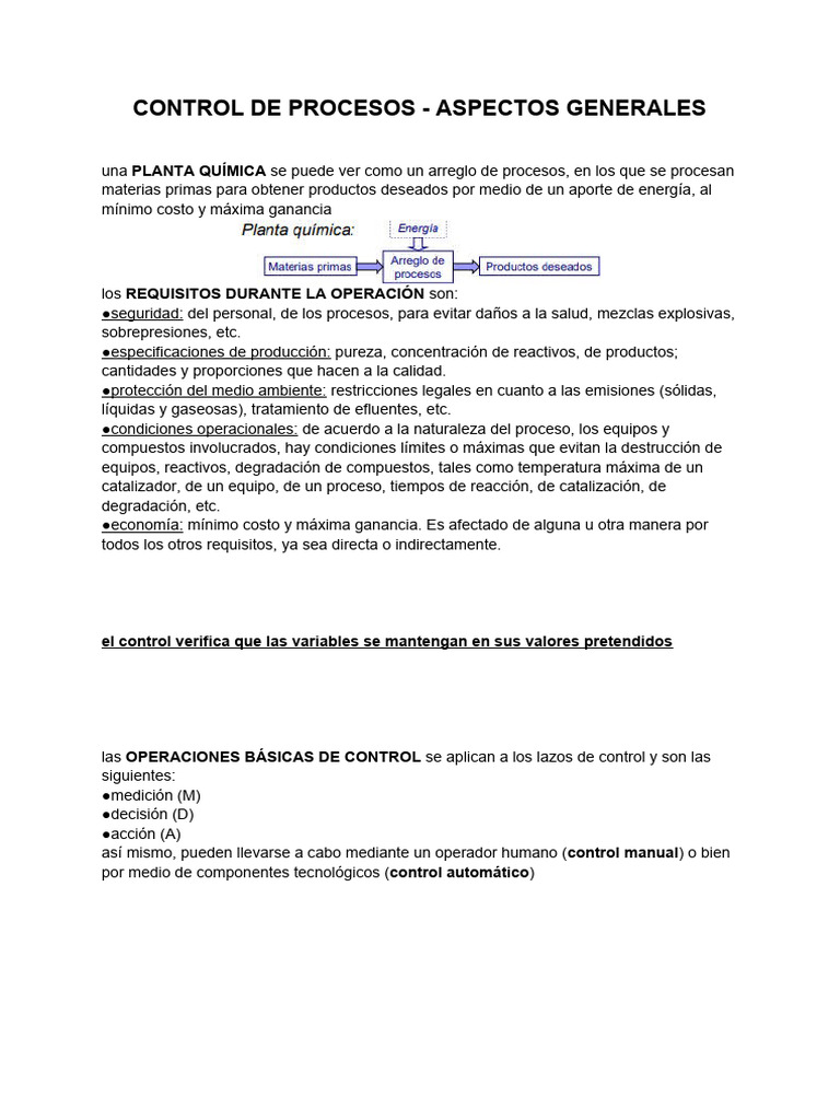 Control de Procesos I - Módulo I | PDF