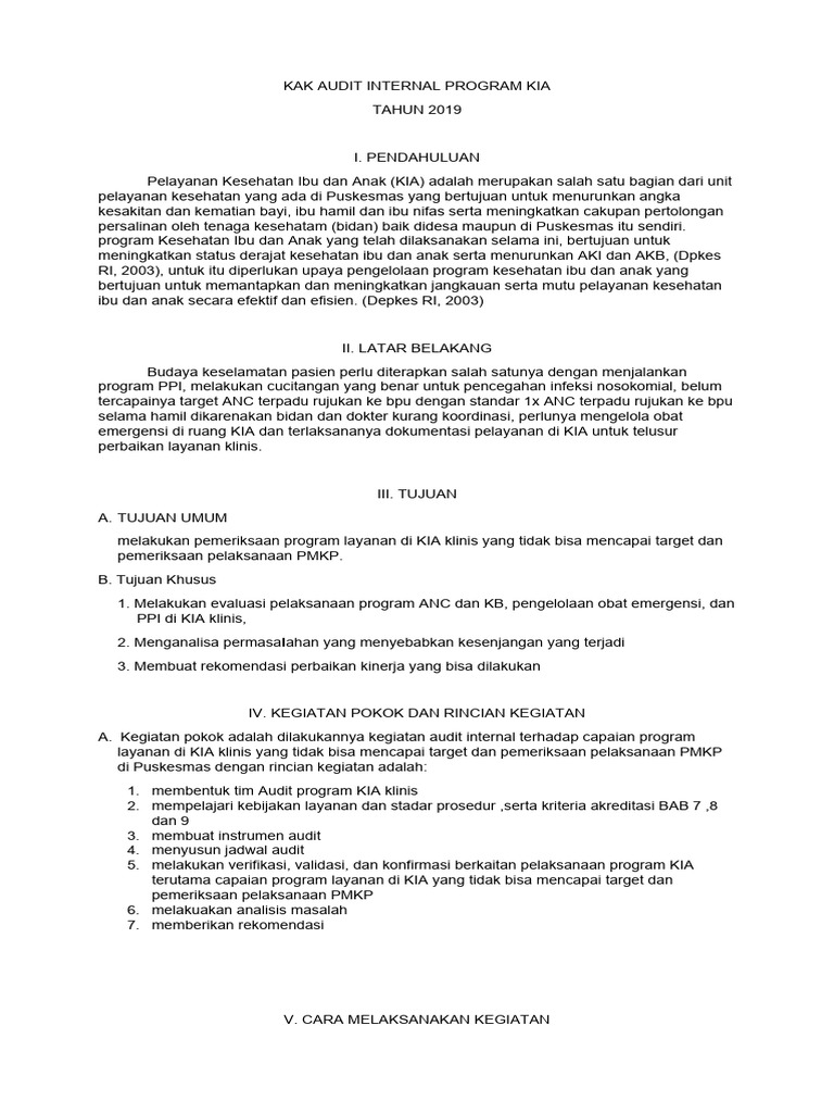Kak Audit Internal Program Kia Pdf