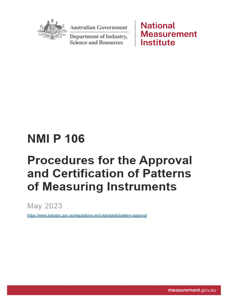 NMI P 106 Procedures For The Approval and Certification of Patterns of ...