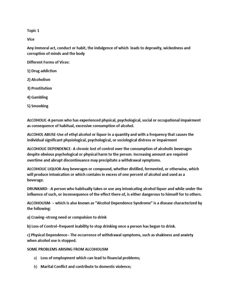 Vice and Drugs Module | PDF