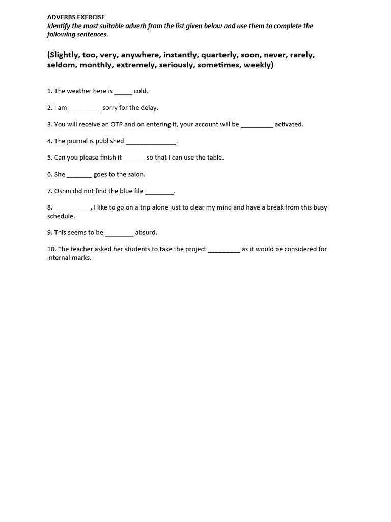 ADVERBS EXERCISE | PDF