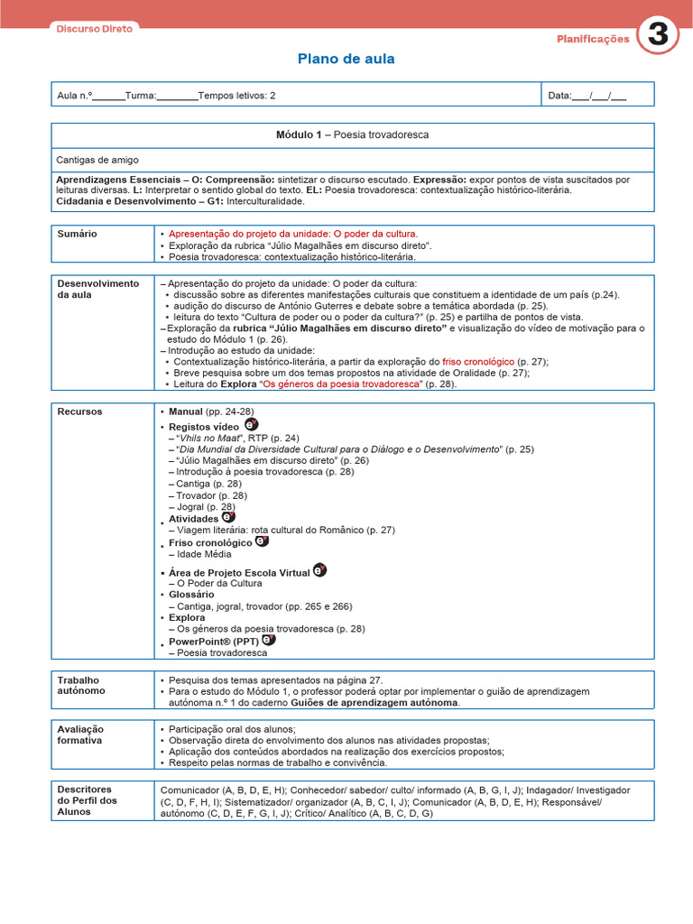 Ddep Planos Aula Mod1 | PDF | Publicidade | Poesia
