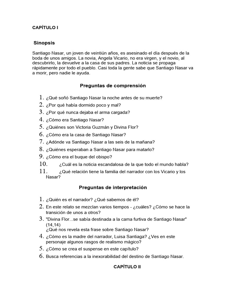 Guia de Lectura de Cronica de Una Muerte Anunciada | PDF