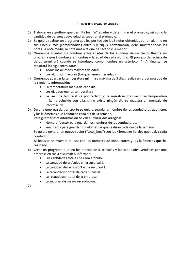 04 Ejercicios Usando Array Pdf
